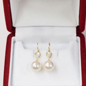 S101-417_あこや真珠 天草 ピアス シェル 8mm - 8.5mm ドロップ ホワイトピンク K18 K14 YG WG | 熊本県天草市 | ふるさと納税サイト「ふるなび」